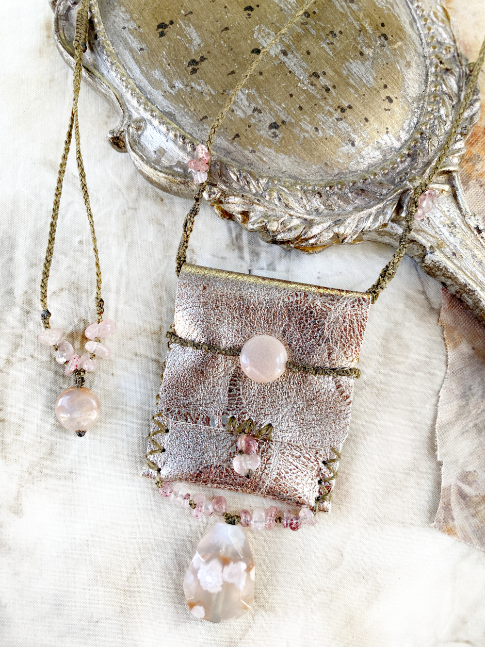 Small leather pouch necklace for carrying tiny treasures – Spirit Carrier