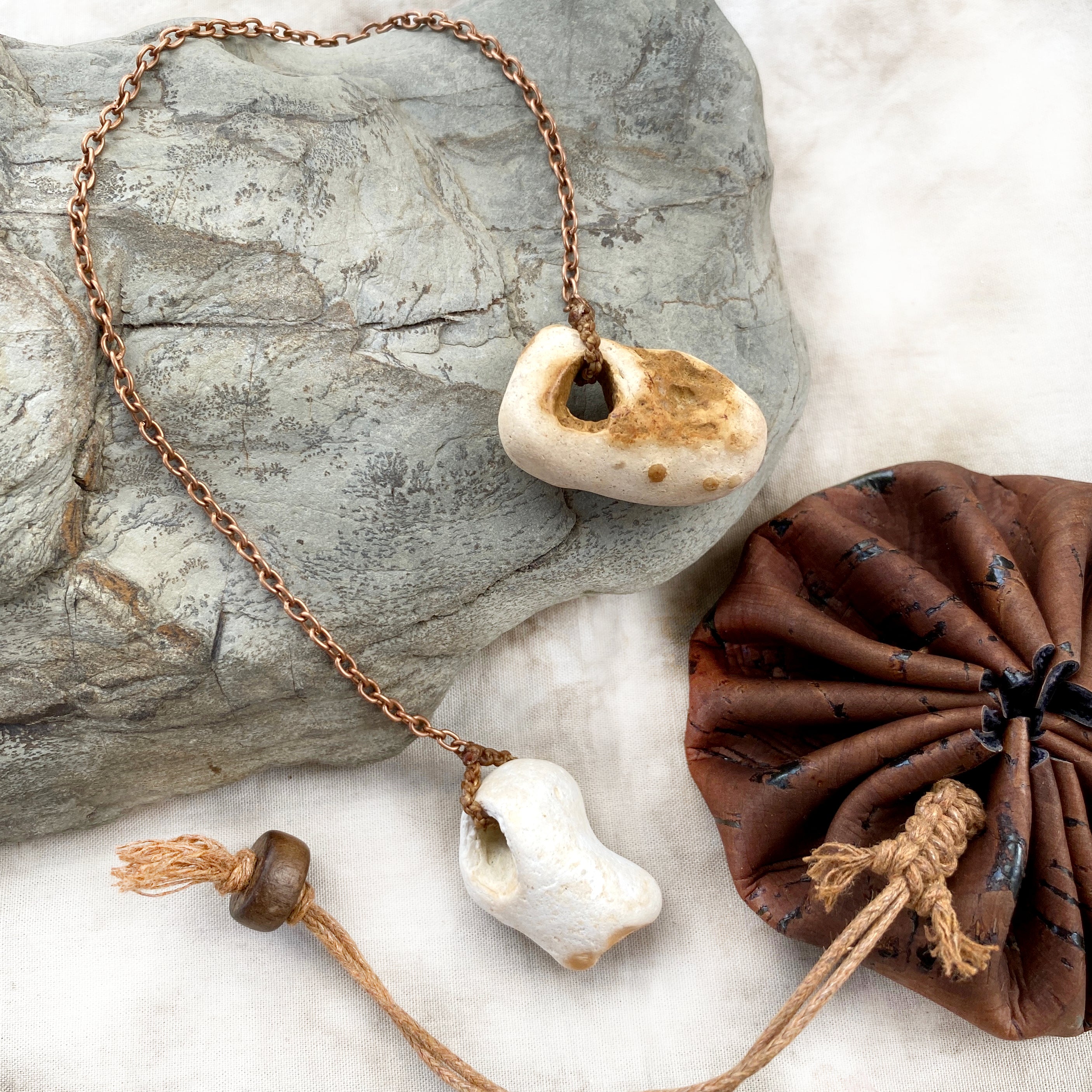 Unique dowsing pendulum with two Hagstones as dowser & handle – Spirit ...