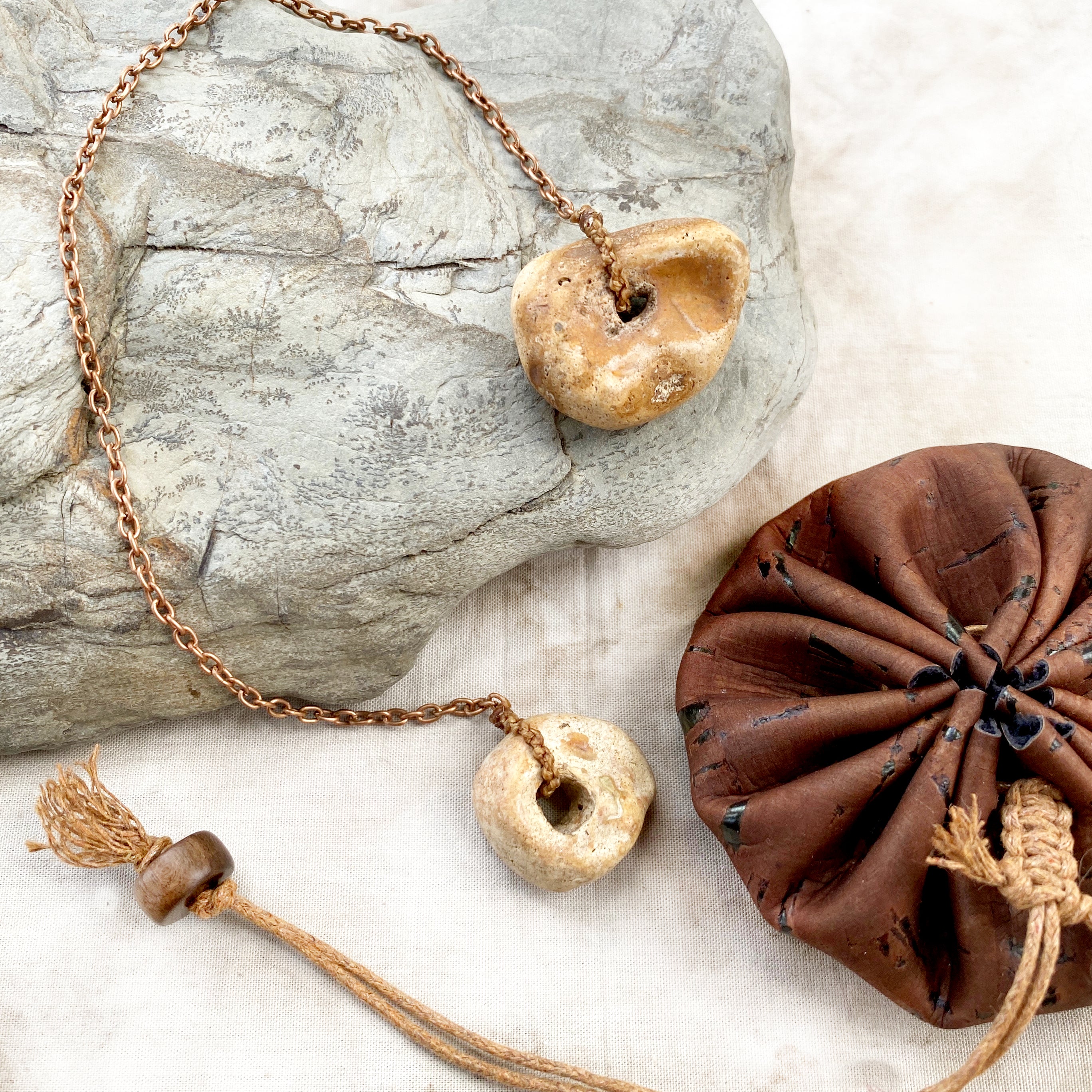 Unique dowsing pendulum with two Hagstones as dowser & handle – Spirit ...