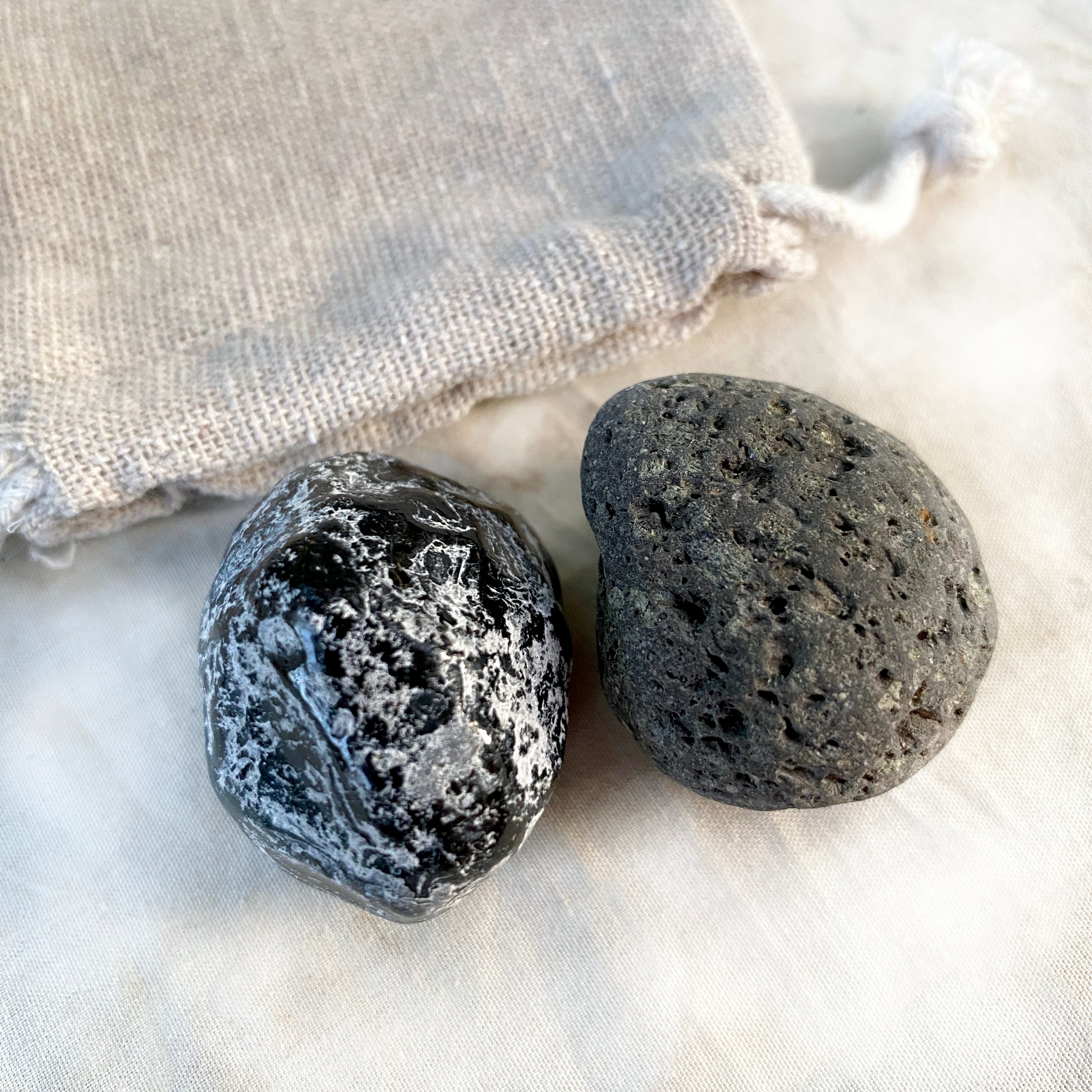 'Dedication stones' ~ Apache Tear & Lava Stone – Spirit Carrier