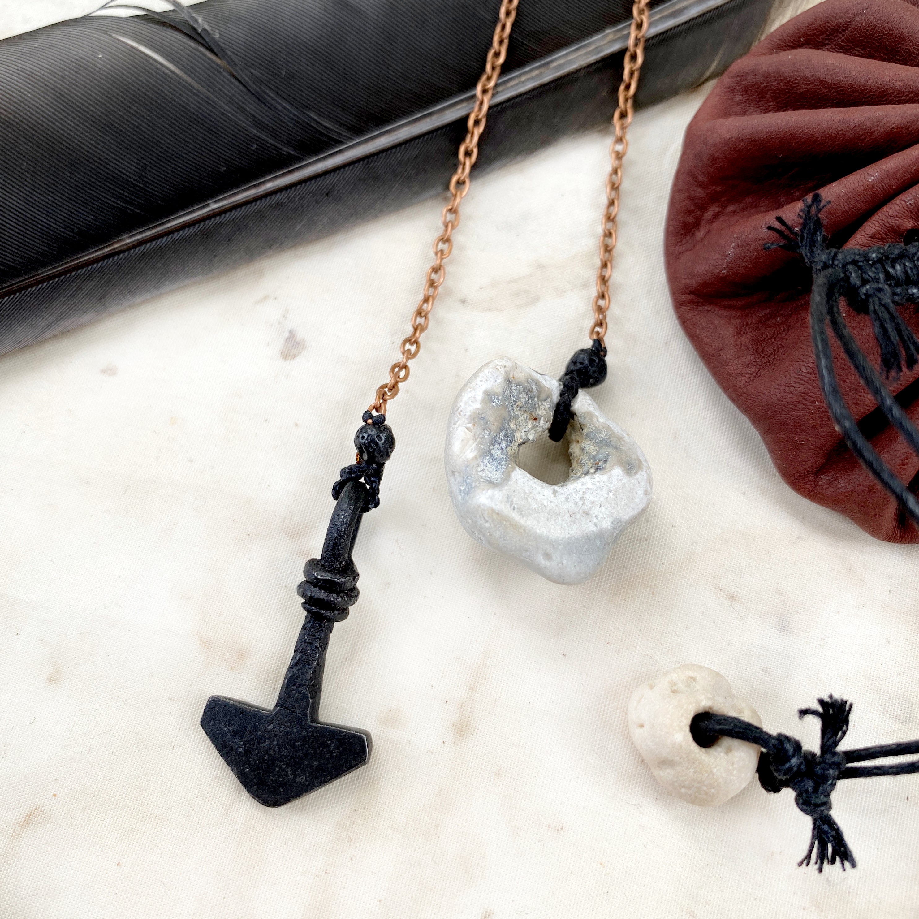Unique runic pendulum with wrought iron Mjölnir dowser & Flint Hagston ...