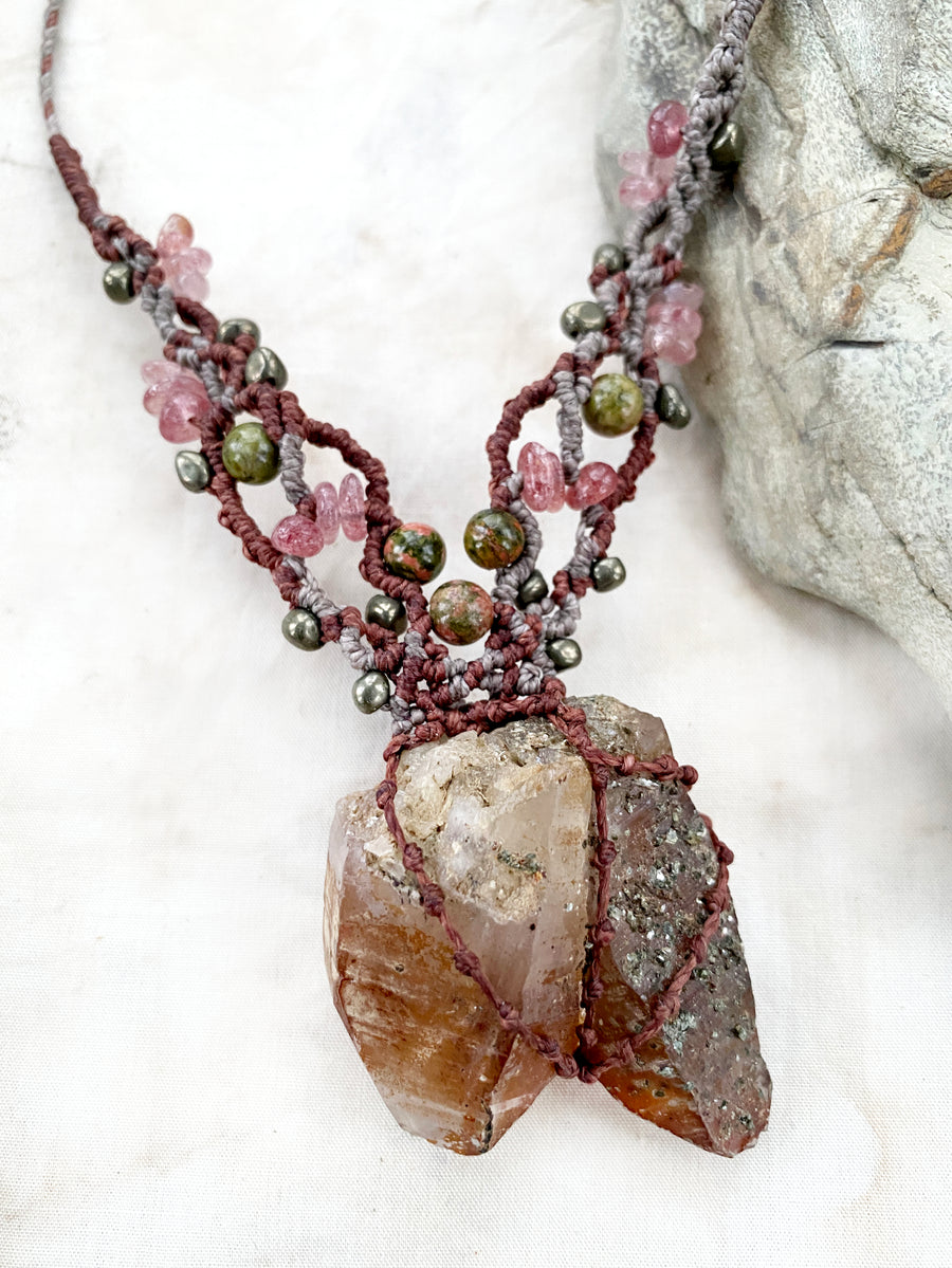 Crystal healing amulet with 'Twin Soul' Hematoid Quartz – Spirit Carrier