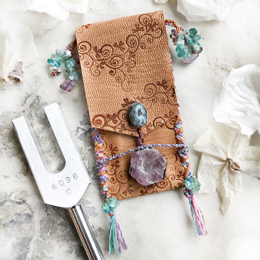 Crystal tuning fork in leather pouch with 'sounding crystal' – Spirit ...