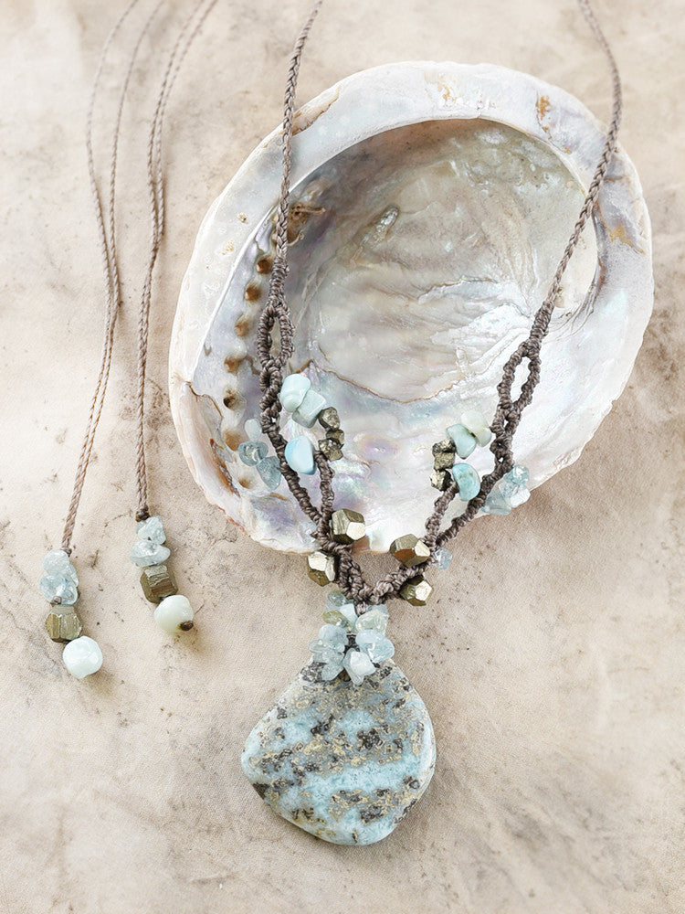 Larimar crystal energy amulet – Spirit Carrier