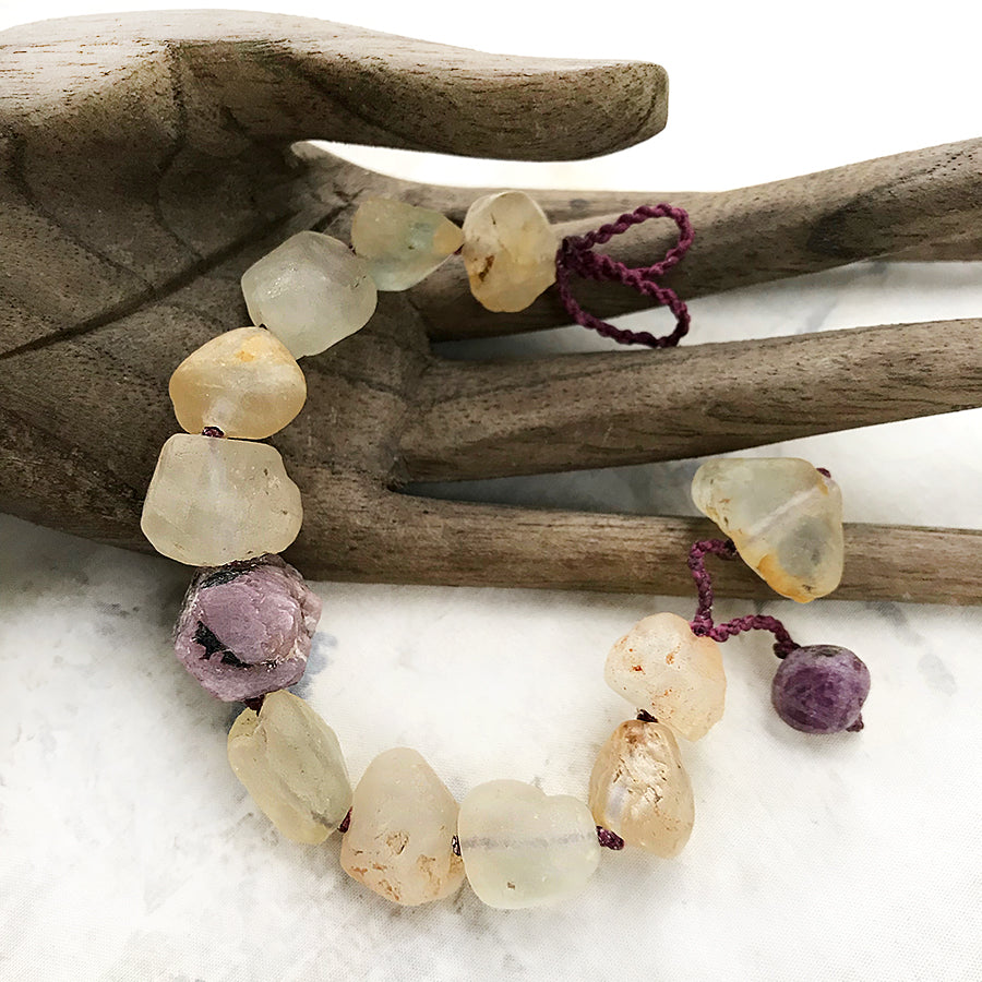 Crystal healing bracelet with Topaz & Ruby ~ for up to 6" wrist ...