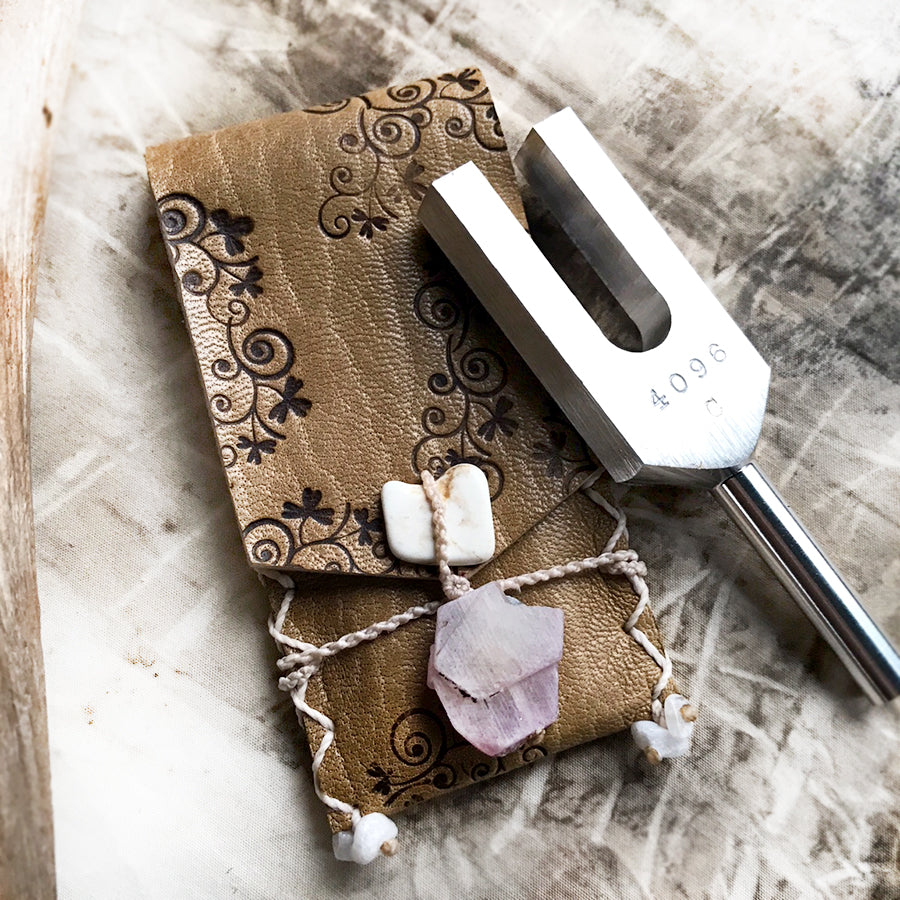 Crystal tuning fork in leather pouch with 'sounding crystal' – Spirit ...