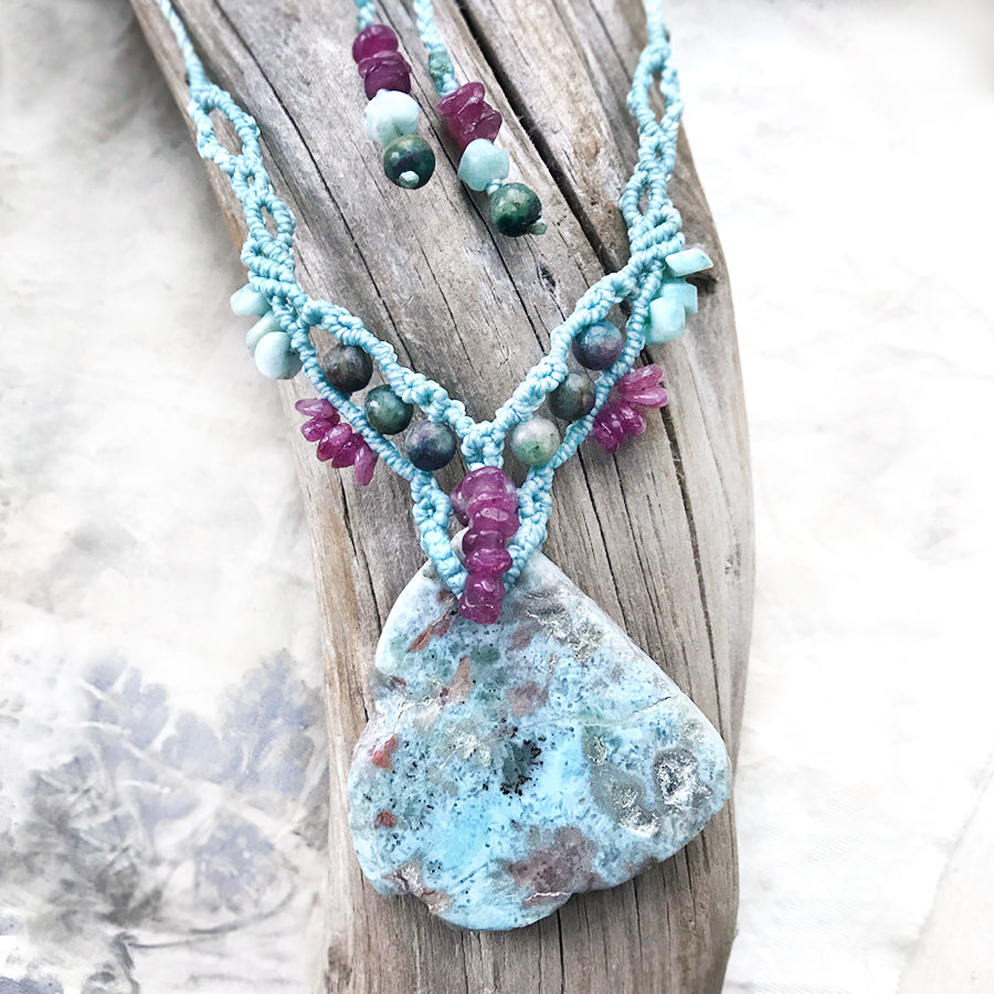 Larimar crystal healing amulet – Spirit Carrier
