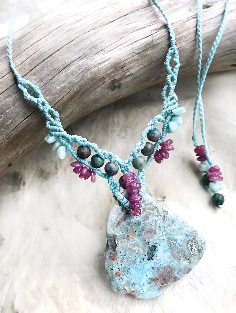 Larimar crystal healing amulet – Spirit Carrier