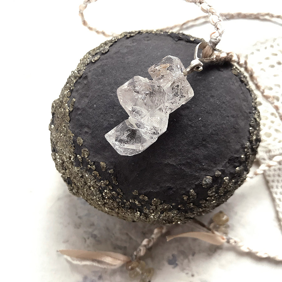 'Soul Path' crystal healing talisman with Fenster Quartz in peace silk ...