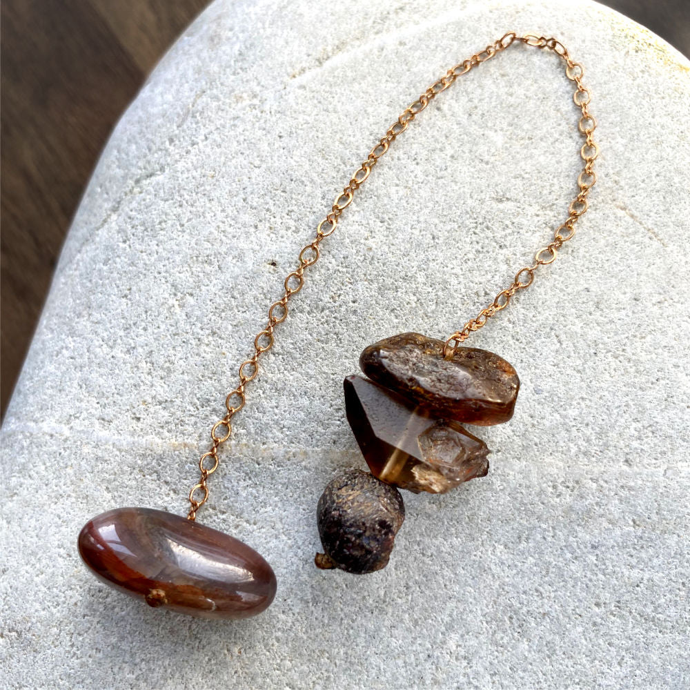 Pendulum with Amber, Smokey Citrine, Almandine Garnet & Agate – Spirit ...