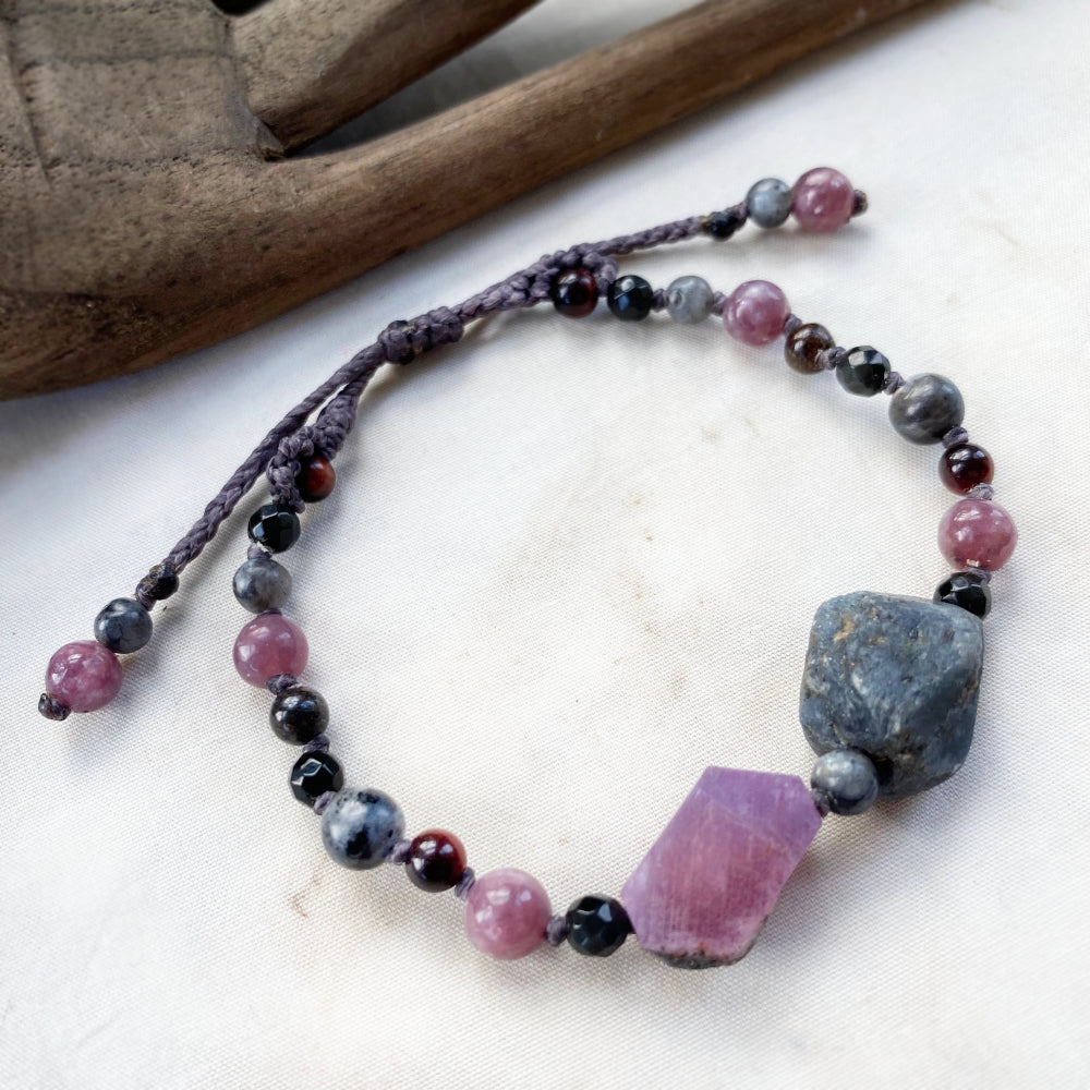 Crystal healing bracelet with Ruby & Sapphire ~ all wrist sizes (adjus ...