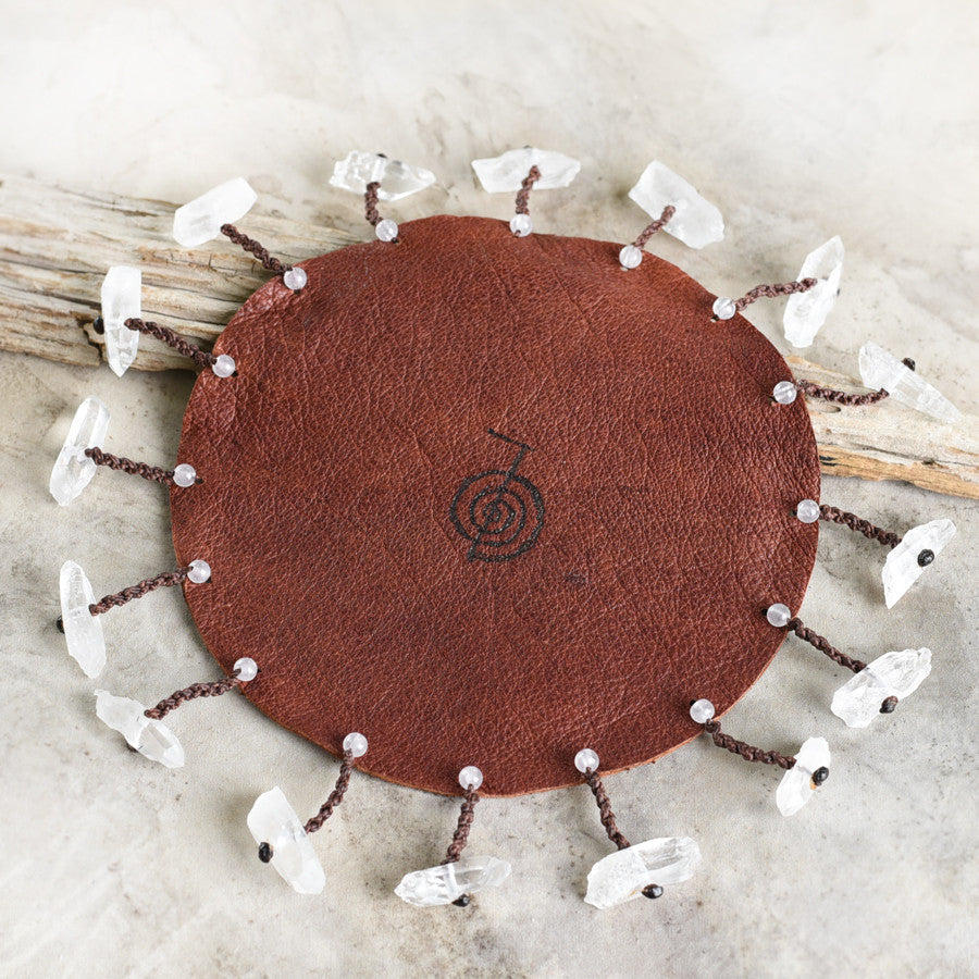 Spirit Carrier Meditation Wheel ~ original design with leather & cryst