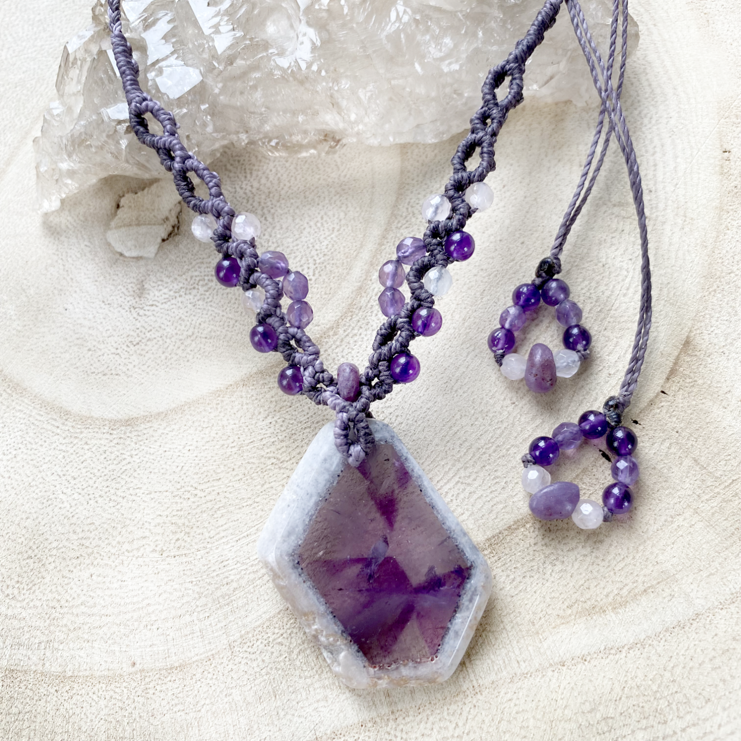 Trapiche Amethyst crystal healing amulet – Spirit Carrier